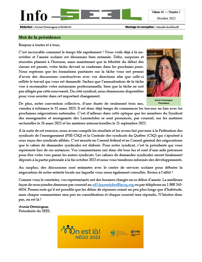 Syndicat des enseignantes et enseignants des Laurentides (FSE-CSQ)